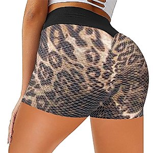 Bblulu Womens Hip Lift High Waist Yoga Shorts Textured Printing Running Butt Lifting Fitness Sports Workout Short Pants