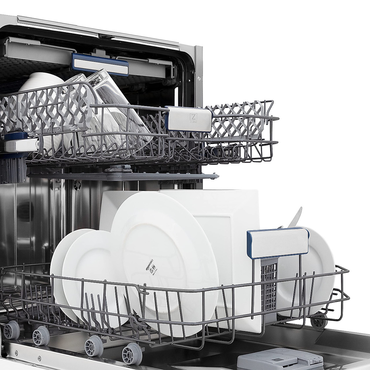 ZLINE Autograph Edition 24" Tallac Series 3rd Rack Top Control Built-In Tall Tub Dishwasher in Custom Panel Ready with Polished Gold Handle, 51dBa (DWVZ-24-G)