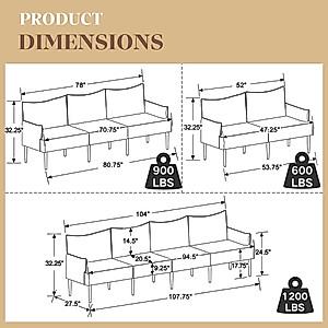 Wahson Brown Faux Leather Loveseat Sofa, 53" Small Love Seat Couch Modern 2-Seat Small Sofa with Metal Legs, Upholstered Recliner Sofa Couch for Living Room/Apartment/Small Spaces - 20.5" Deep Seats