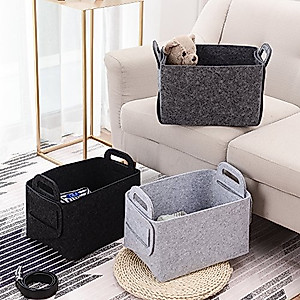 Storage Basket Felt Storage Bin Collapsible & Convenient Box Organizer with Carry Handles for Office Bedroom Closet Babies Nursery Toys DVD Laundry Organizing