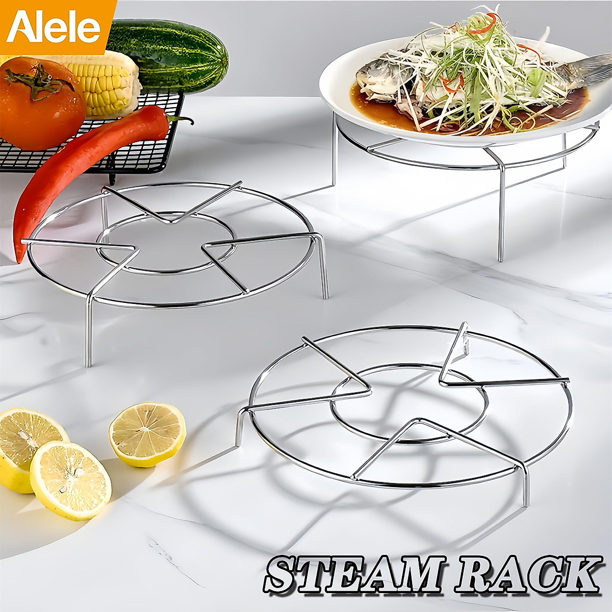 Steam Rack Trivet Stainless Steel Steaming Rack Electric Pressure Cooker steam rack Stand Diameter 6" 3Pack