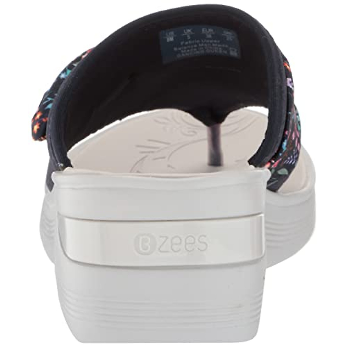 BZees Women's Dancing Queen Wedge Sandal, Navy Ditsy Floral Print, 8