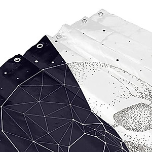 Sugar Skull Shower Curtain, Graveyard Mexico Design on Black White Backdrop Print, Cloth Fabric Bathroom Decor Set with Hooks 66x72Inch(168x183cm)