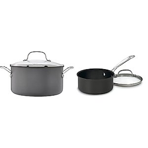 Cuisinart 644-24 Chef's Classic 6-Quart Nonstick-Hard-Anodized, Stockpot w/Cover & 619-18 Nonstick-Hard-Anodized, 2-Quart, Saucepan w/Cover