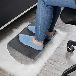 Footrest for Under Desk with Non-Slip Massaging Micro Beads Base Firm Foam Half-Cylinder Ergonomic Footstool for Home Office Desk Airplane Travel (Black B)