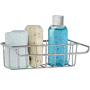 KINCMAX Adhesive Sink Organizer Sponge Holder+Dish Cloth Hanger, 2 in 1, Ideal for Removable Hanging Sink Caddy Brush Holder or Adhesive Sink Rack Dish Drainer, SUS304 Rust Proof,No Drilling