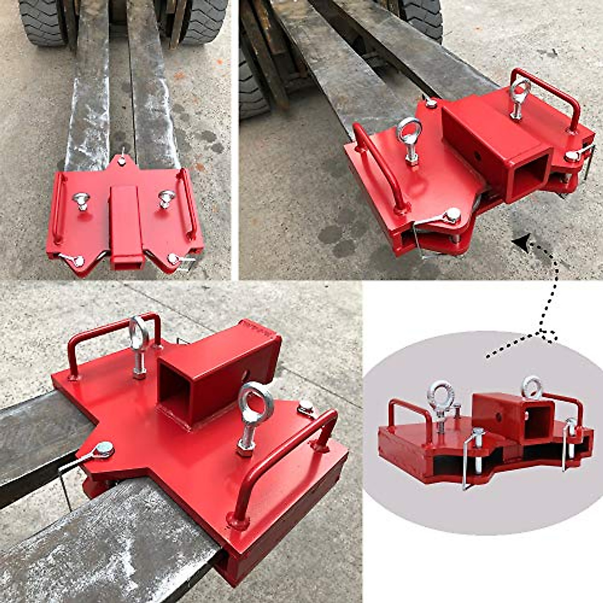 NIXFACE Forklift Trailer Hitch Attachment —2" Trailer Hitch Receiver for Dual Pallet Forks…