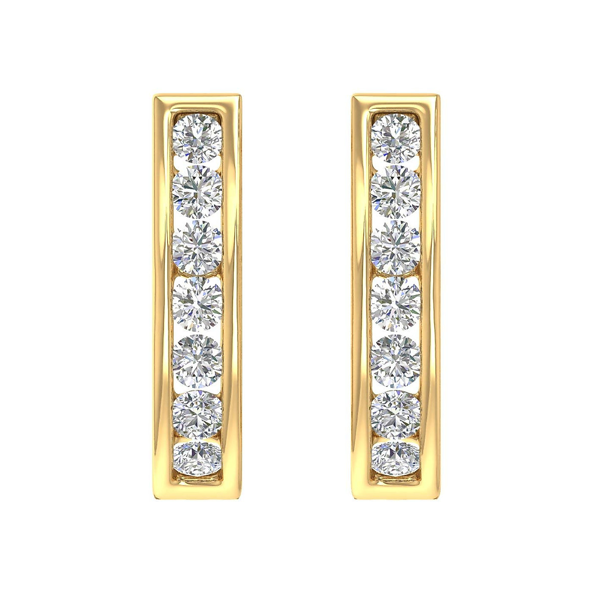 1 Carat Channel Set Diamond Women's Hoop Earrings in 14K Yellow Gold