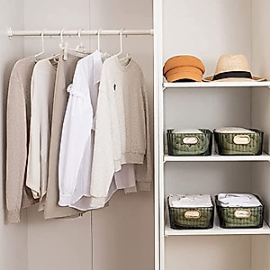 Plastic Storage Bins, Food Storage Bins with Handles, Stackable PET Organizer Baskets for Refrigerator, Cabinet, Kitchen, Countertops, Cupboard Organization - 2 Pcs (Clear Green)