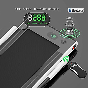 Goplus 2 in 1 Folding Treadmill, 2.25HP Under Desk Electric Superfit Treadmill, Installation-Free with APP Control, Remote Control, Blue Tooth Speaker and LED Display, Walking Jogging for Home White