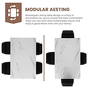 Lamerge Dining Table Set for 4, Marble Kitchen Table and Chairs for 4, Comfortable PU Leather Chairs,Dining RoomTable Set for Small Space,Living Room, Breakfast Nook,Black+White