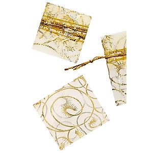 Shapenty 50PCS Organza Gift Bags Wedding Favor Candy Business Samples Display Jewelry Pouch Wrap with Drawstring for Baby Shower and Birthday Party (Gold)