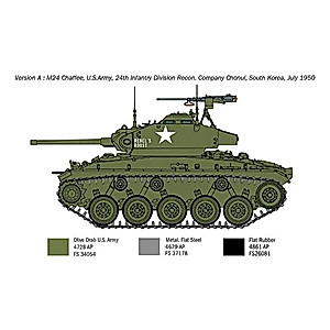 Italeri 6587 M-24 Chaffe Korean War, 1:35 Scale Plastic Model Kit, Plastic Model Assembly, Model Making, Military Vehicles, Green