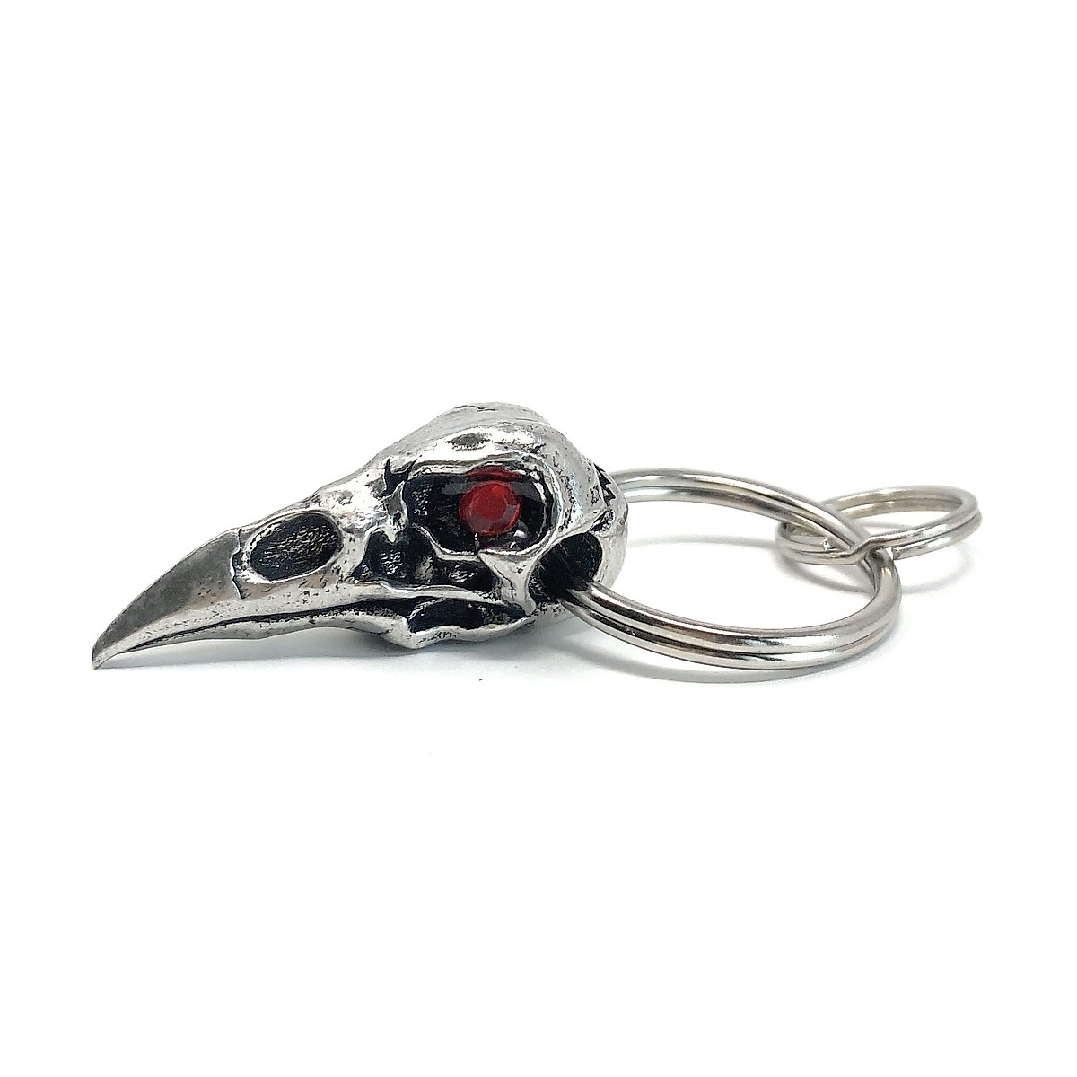 Bravo Bells Raven Skull Diamond Keychain - Pewter Keychain for Bikers - Made in The USA
