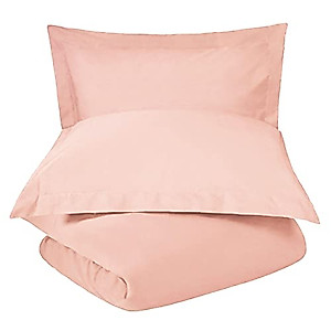 SUPERIOR Cotton Percale Duvet Cover Set, King/California King, Blush, 3-Pieces