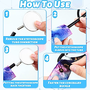 4 Pieces Stethoscope Covers with Removable Tube Handmade Stethoscope Accessories for Nurses Doctors (Starry Sky)