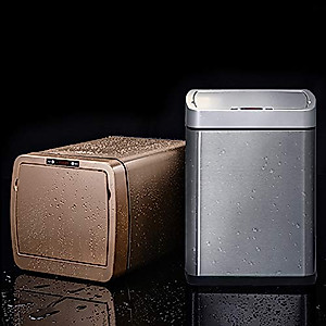 Slim Smart Trash Can Simple Induction Trash Can Household Trash Bin with Lid Smart Living Room Kitchen Large Capacity Trash Can (Silver/Gold) Bathroom Trash Can (Capacity : 22L, Color : Gold)