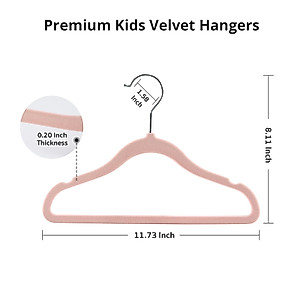 PIGLOG Kids Velvet Hangers, Pack of 50 Kids Hangers, Non-Slip Velvet Baby Hangers, 11.8 Inch Kids Felt Hangers, Durable Kids Clothes Hangers for Baby Toddler Children Closet, Hangers for Kids (Pink)
