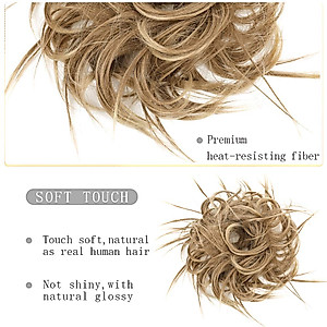 HMD Tousled Updo Messy Bun Hairpiece Hair Extension Ponytail With Elastic Rubber Band Updo Ponytail Hairpiece Synthetic Hair Extensions Scrunchies Ponytail Hairpieces for Women (12H24)