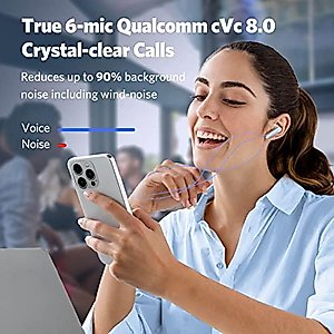 EarFun Air Pro 3 Noise Cancelling Wireless Earbuds, Qualcomm® aptX™ Adaptive Sound, 6 Mics CVC 8.0 ENC, Bluetooth 5.3 Earbuds, Multipoint Connection, 45H Playtime, App Customize EQ, Oat White