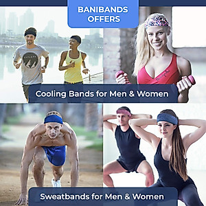 Cooling Headbands for Women & Men | Moisture Wicking Sweatband & Sports Headband | Stay Cool during Workouts Cycling Cardio Running Yoga | Headband for under Helmets & Hats | CoolCore Tech (Black)
