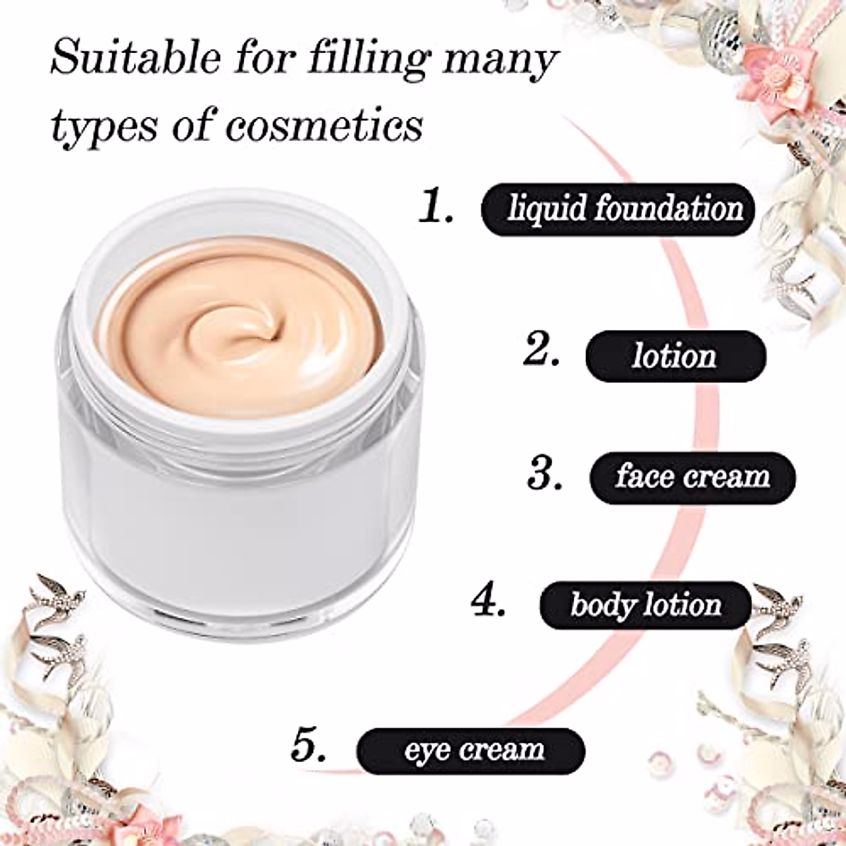 Airless Pump Jar, 2Pcs Cream Jar Vacuum Bottle Small, Airless Pump Bottles, Lotion Dispenser with Pump for Toiletries Cosmetic Container Travel Containers (1.0OZ)