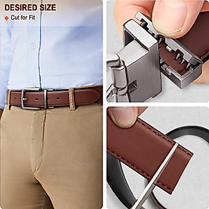 BULLIANT Men's Belt,Reversible Belt 1.25" For Gift Mens Casual Golf Dress pants shirts,One Reverse For 2 Sides(Black/Light Brown,32"-34" Waist Adjustable)