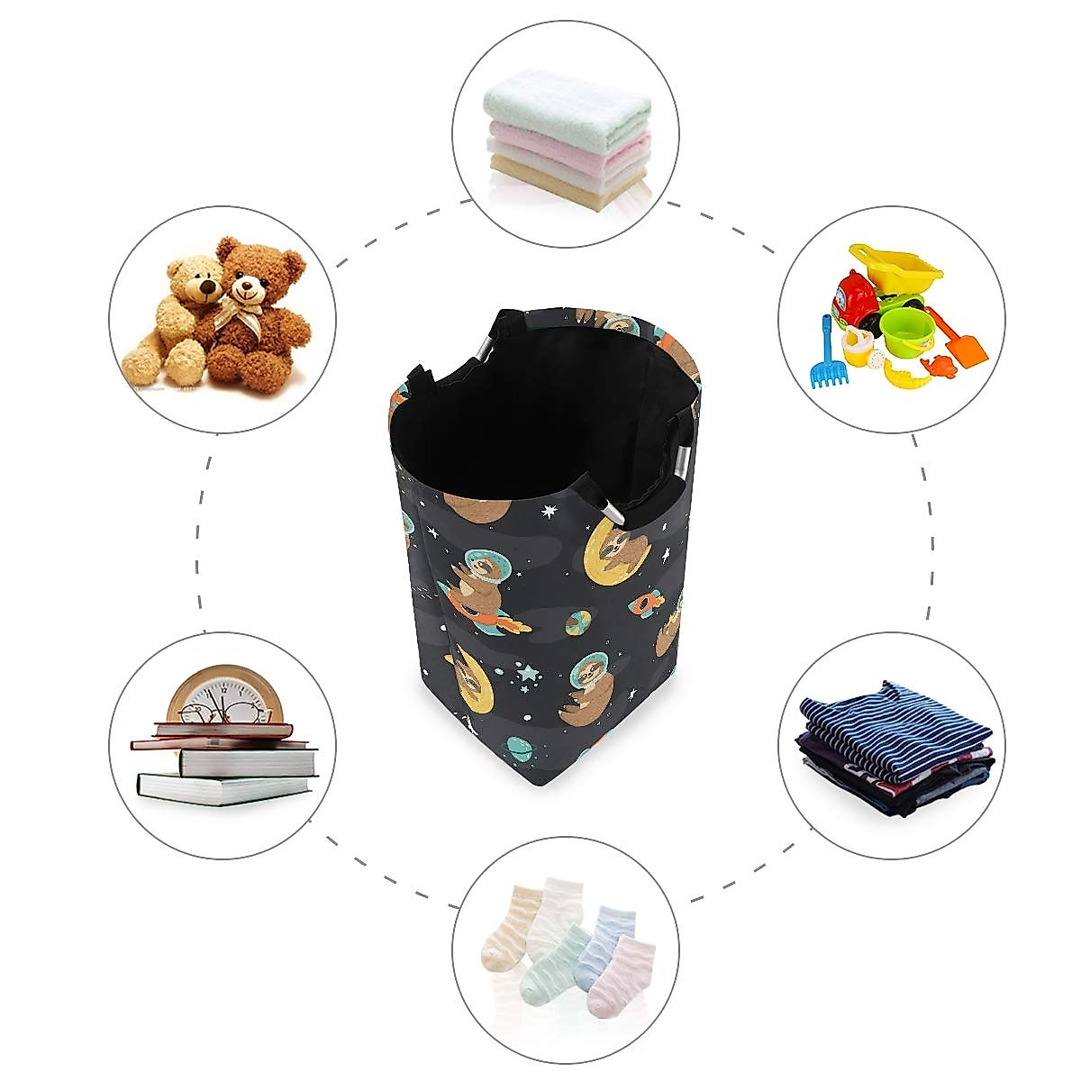 Qilmy Sloth Laundry Basket Collapsible Large Clothes Hamper Nursery Storage Bin with Handle for Bedroom, Bathroom, Dorm, Kids Room