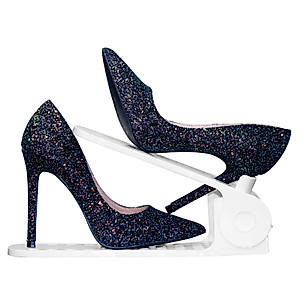 Shoepal- Adjustable Shoe Slot Organizers – Space-Saving Shoe Stackers for Closet, Double Layer Shoe Storage Racks for Sneakers, Heels, Flats & More (White, 4)