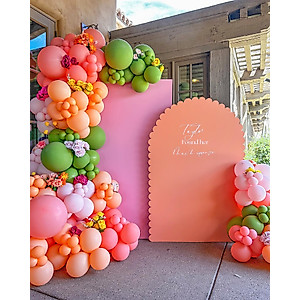 Pink and Orange Balloon Arch Kit, Double Stuffed Olive Green Hot Pink Orange Balloons, Pastel Pink Balloon Arch Kit for Baby Shower Birthday Wedding Bridal Summer Wonderland Party Supplies