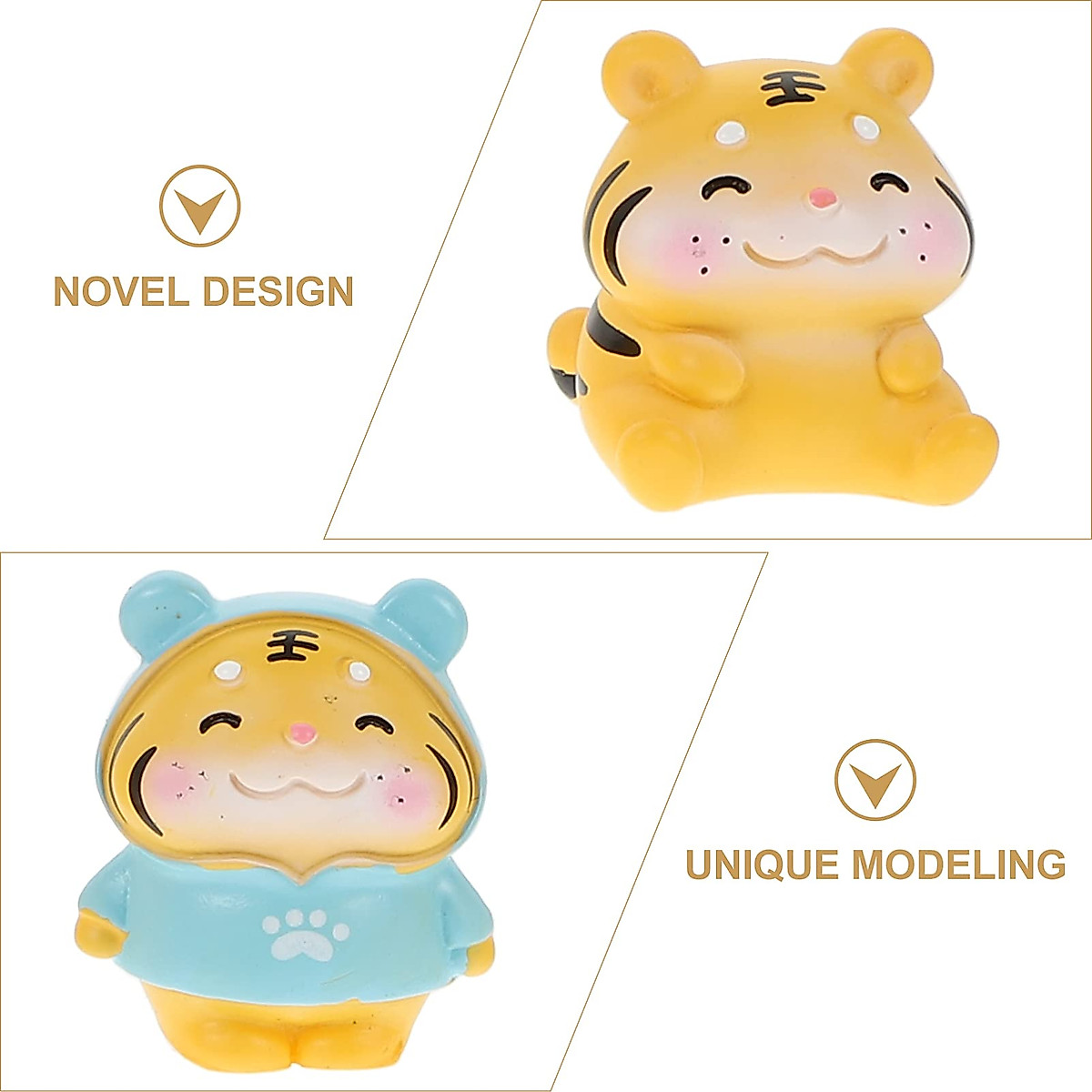 5pcs Resin Tiger Figurine Miniature Tiger Cake Toppers Artificial Micro Succulent Bonsai Animal Figure Landscape Ornaments for Desktop