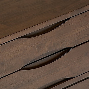 SIMPLIHOME Harper Solid Hardwood 22 inch wide Square Mid Century Modern End Side Table in Walnut Brown with Storage, 2 Drawers, for the Living Room and Bedroom