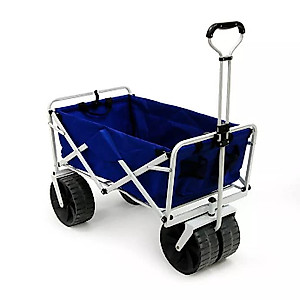 SMVE_Beachcomber XL Wagon Heavy Duty Collapsible Outdoor Folding Wagon Camping Utility Cart Adjustable Rolling Cart All Terrain Sports Beach Wagon with Oversized Wide Rubber Wheels for Sand