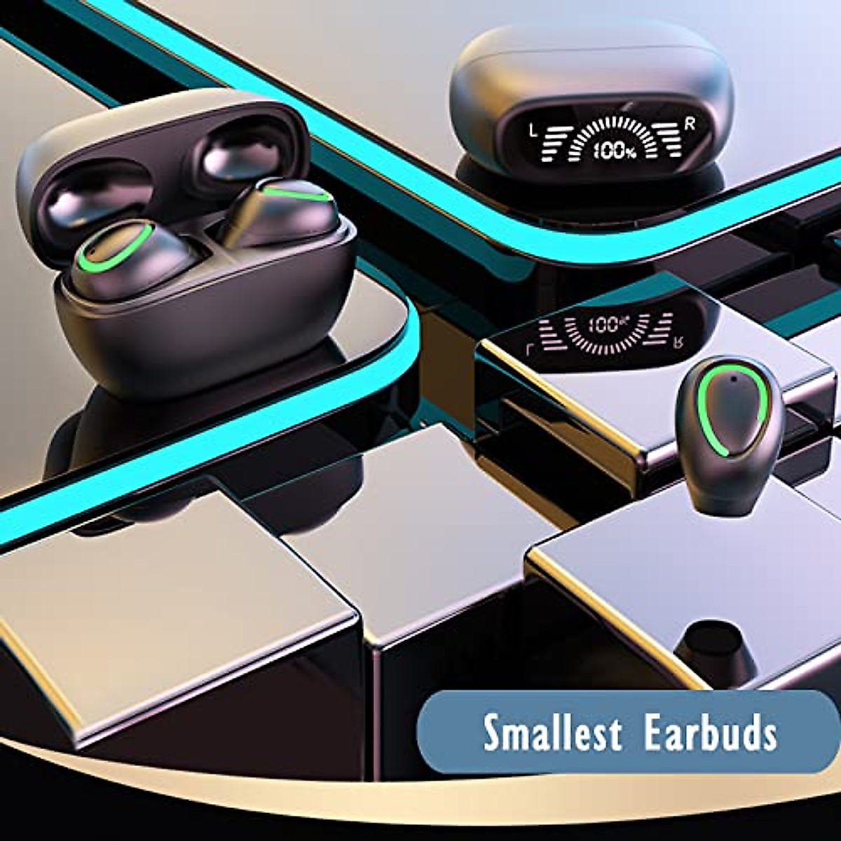 Xmenha Black Wireless Tiny Smallest Invisible Earbuds Hidden Discreet for Work Bluetooth Invisible Hidden Headphones Micro Sleep Mini Earbuds Small Ear Canals Side Sleepers Sleepping Buds