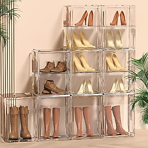 UTHIN Extra Large 17.7"X13"X 13" Acrylic Stackable Storage Bins, Clear Organizer Box Display Case with Magnetic Door, Big Display Storage Box for Handbags, Purses, Figures, Book, Boots