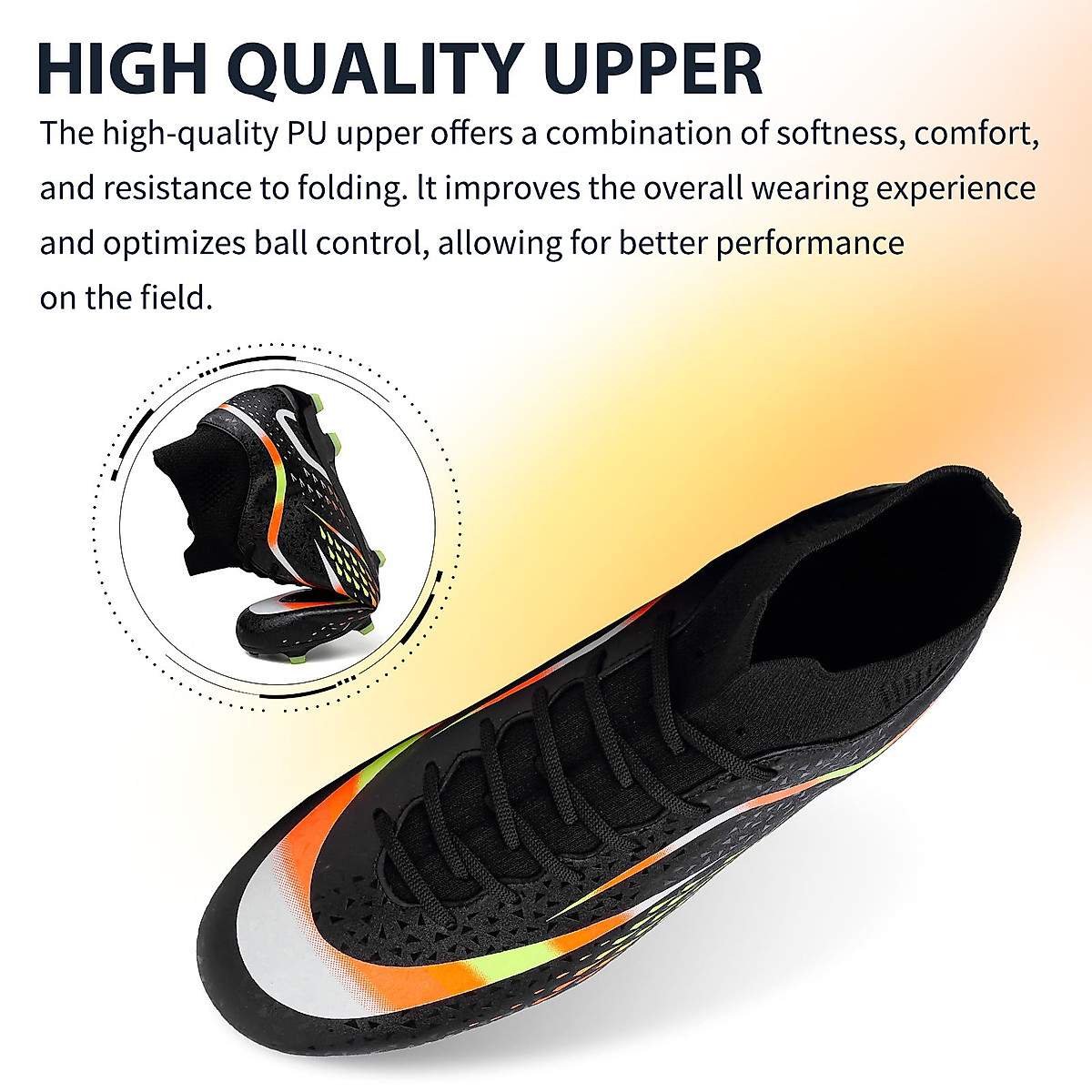 Soccer Cleats Mens Football Cleats Women Outdoor Soccer Shoes Tacos de Futbol para Hombre Zapatos De Futbol para Hombre Football Shoes for Youth Professional Training High Top Soccer Shoe AG/FG