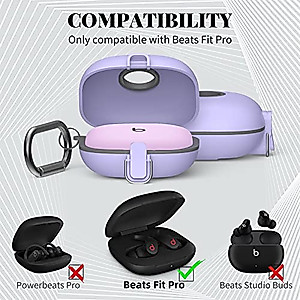 [Upgrade Secure Lock] Case for Beats Fit Pro 2021, WOFRO Shock-Absorbing Protective Cover TPU Hard Shell with Anti-Lost Lanyard/Keychain[One-Click Pop] (Purple)