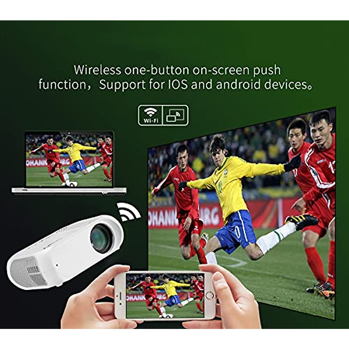 6500 lumens Mini Projector, LED Portable Projector, Video Projector with 1080P Full HD Portable Home Theater Projector, Compatible with iOS / Android, PS4, Xbox, PC, TV (White)