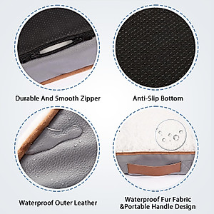 Flat Orthopedic Dog Bed-Memory Foam Dog Bed for Small Dogs, Dog Bed for Crate with Waterproof Replacement Washable Cover, Soft Comfortable Fluffy Faux Rabbit Fur, Durable, Non-Slip, Egg Crate Foam