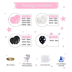 HYOWCHI Panda Party Supplies - 133 Pcs Panda Birthday Party Decorations Balloon Garland Arch, Black White Pink Theme Panda Party Decorations Balloon Arch For 1st 2nd 3rd 4th Birthday & Baby Shower