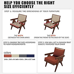 Favoyard Outdoor Seat Cushion Set 24 x 24 Inch Waterproof & Fade Resistant Patio Furniture Cushions with Removable Cover Deep Seat & Back Cushion with Handle and Adjustable Straps for Chair Sofa Couch