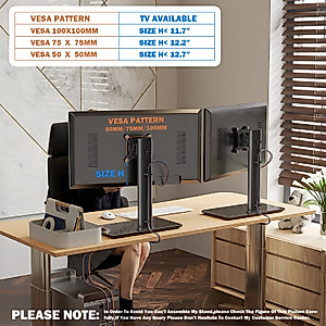 2 Pack Single LCD Computer Monitor Free-Standing Desk Stand Riser for 13 inch to 32 inch Screen with Swivel, Height Adjustable, Rotation, Holds One (1) Screen up to 77Lbs(HT05B-201)