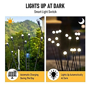 Solar Garden Lights, Starburst Swaying Light, Solar Firefly Lights Outdoor Waterproof, Solar Garden Decorative Lights Yard Patio Pathway Decoration, Warm White, 6LED