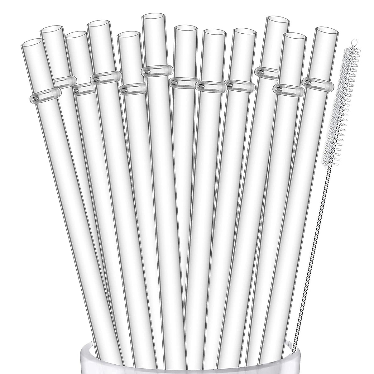 ALINK 12 Reusable Clear Straws + 12 Black Glitter Straws