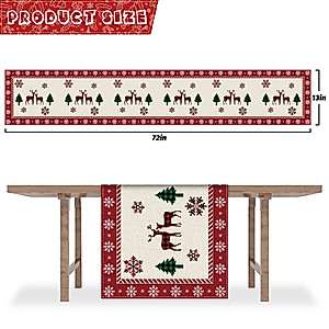 Nialnant Christmas Decorations Indoor,Elk Table Runner for Christmas,Farmhouse Table Runners for Party Home Decor Living Room Dining Table Coffee Table -13 x 72 Inch