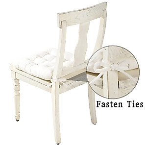 HLOVME Corduroy Chair Cushion with Ties Ultra Soft Warm Floor Cushion for Kids Reading Nook Comfortable Square Seat Cushion for Adult 15.7”x15.7”, White