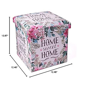 HONCOEN Folding Ottoman Footrest Keepsake Box Modern Decor Gifts Home Statue Sculpture Leather Footstool Arts Crafts 13x13inch