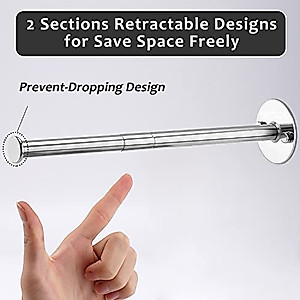 Retractable 2 Sections Clothes Hangers Storage Stacker Bath Towel Hangers Coats Handbags Hangers Multi-Use Organizers for Closet,Cloakroom, Balcony, Bathrooms,Laundry Room Easy to Install