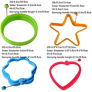 Silicone Egg Rings,Cute Egg Molds,Food Grade Egg Cooking Rings,Multicolor Egg Ring Set,Reusable Fried Egg Molds,Multi-shapes Molds for Cooking(4Pcs, 4 Inches)