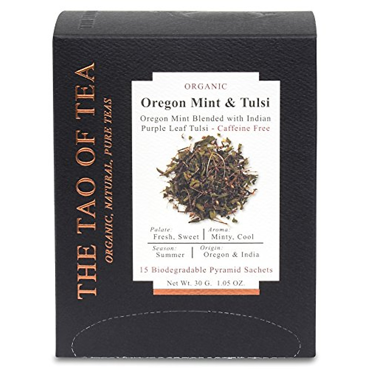 The Tao of Tea Oregon Mint & Tulsi Box Pyramid Sachets, 15 Pyramid Sachets